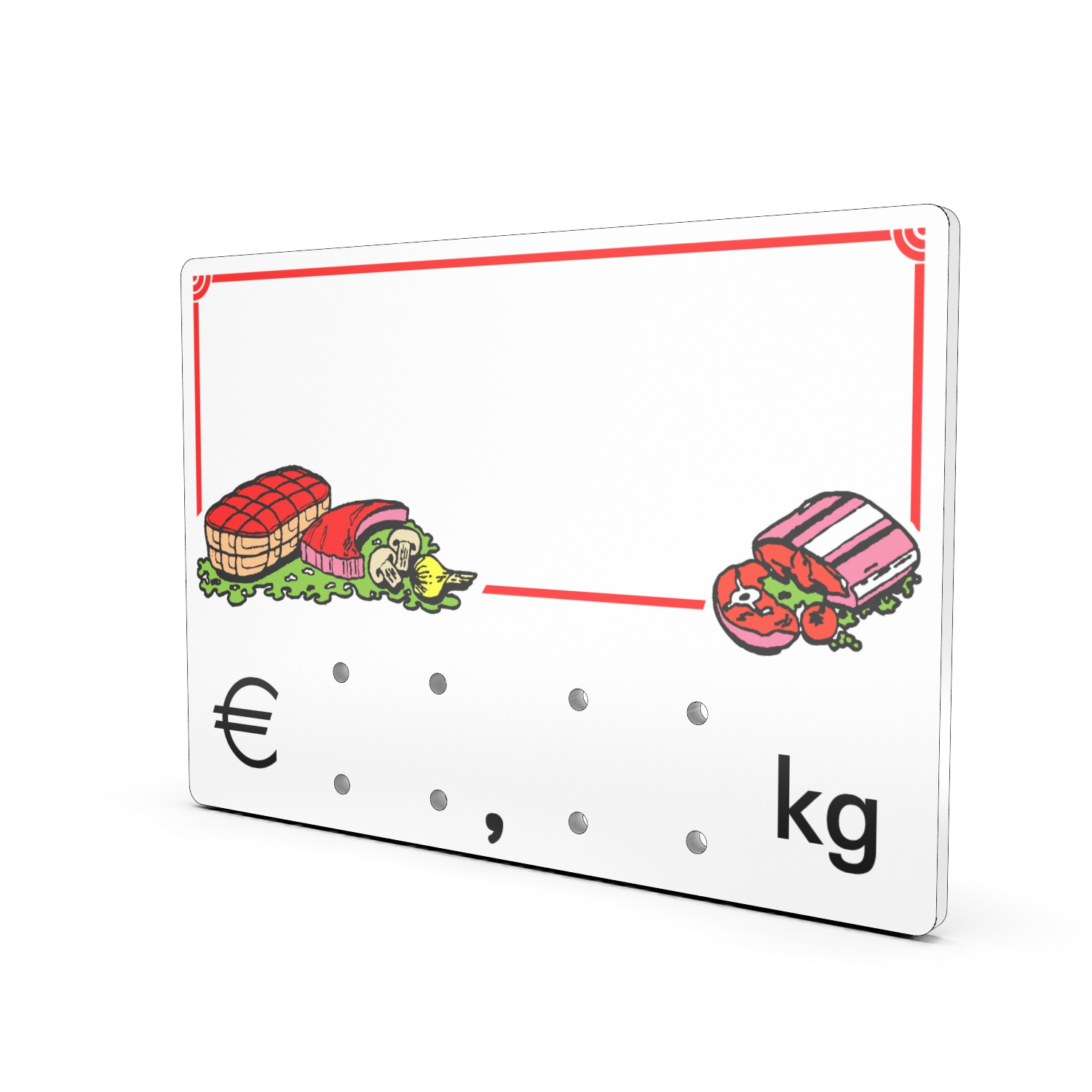 Price display label with 4 color decorations